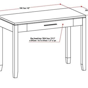 SIMPLIHOME Cosmopolitan SOLID WOOD Contemporary Modern 42 inch Wide Home Office Desk, Writing Table, Workstation, Study Table Furniture in Russet Brown