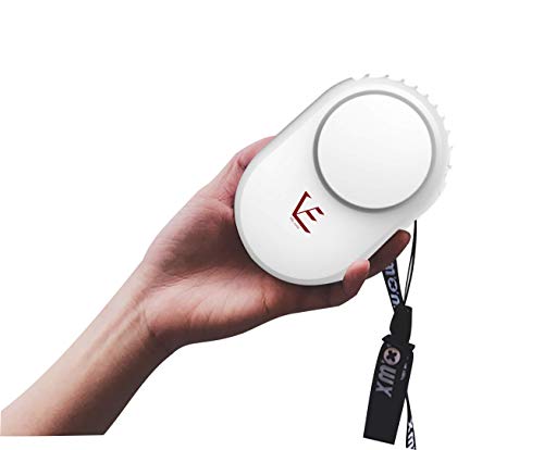 Mini Portable Handheld Personal Neck lace Travel Fans. Rechargable USB Battery Hand Held Operated. 3 Level Speed Fan. Small Electric Powered Mobile Face, Body Cooling Hands free Neck fan. (WHITE)