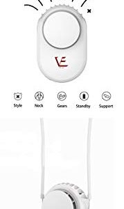 Mini Portable Handheld Personal Neck lace Travel Fans. Rechargable USB Battery Hand Held Operated. 3 Level Speed Fan. Small Electric Powered Mobile Face, Body Cooling Hands free Neck fan. (WHITE)