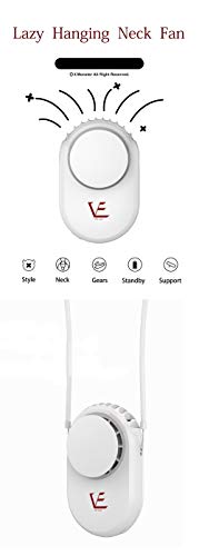 Mini Portable Handheld Personal Neck lace Travel Fans. Rechargable USB Battery Hand Held Operated. 3 Level Speed Fan. Small Electric Powered Mobile Face, Body Cooling Hands free Neck fan. (WHITE)