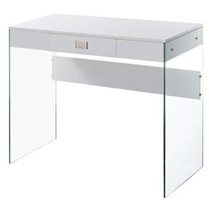 Convenience Concepts SoHo 1 Drawer Glass 36 inch Desk, White