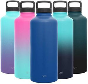 simple modern 84oz water bottle, insulated reusable wide mouth stainless steel metal flask with handle lid, twilight