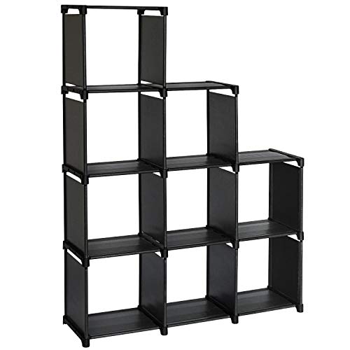 TOPNEW 9 Cube Storage Shelves DIY Closet Organizers and Storage Black Cube Bookcase in Living Room, Bedroom, Kid’s Room for Books, Clothes, Toys, Shoes and Daily Necessities