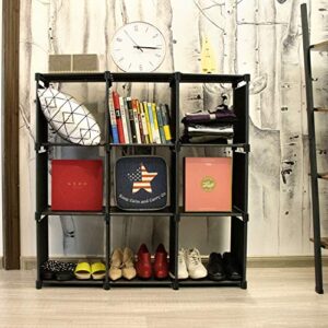 TOPNEW 9 Cube Storage Shelves DIY Closet Organizers and Storage Black Cube Bookcase in Living Room, Bedroom, Kid’s Room for Books, Clothes, Toys, Shoes and Daily Necessities