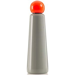 stainless steel water bottle | 750ml insulated water bottle bpa free | cool and modern leak proof skittle bottle flask | cold for 24+ hours, hot for 12 | light grey & coral by lund london