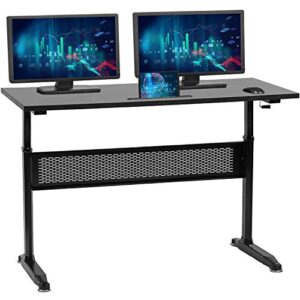 adjustable standing desk, computer desk height converter desk computer workstation large desktop stand up desk laptop sit-stand desk fit dual monitor for home office,black (47.2'')