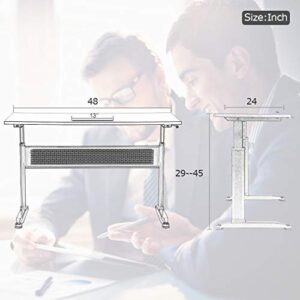 Adjustable Standing Desk, Computer Desk Height Converter Desk Computer Workstation Large Desktop Stand Up Desk Laptop Sit-Stand Desk Fit Dual Monitor for Home Office,Black (47.2'')