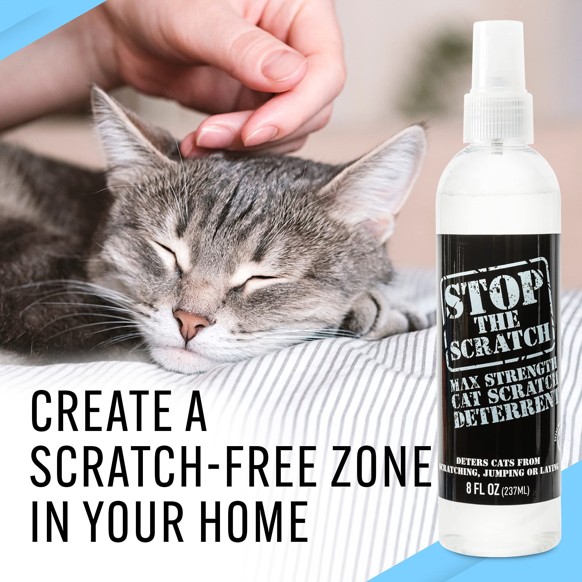 EBPP Stop The Scratch Cat Spray Deterrent for Kittens and Cats - Non-Toxic, Safe for Plants, Furniture, Floors and More Cat Deterrent Spray with Rosemary Oil and Lemongrass.