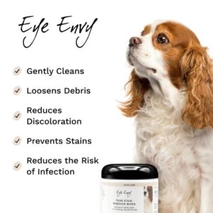 Eye Envy Tear Stain Wipes for Dogs | Textured to Gently Clean | Presoaked in 100% Natural Formula | Recommended by AKC Breeders, Vets, Groomers | Treats The Cause of Staining | 60 Count