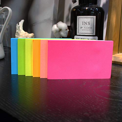 Sticky Notes 4x6 in Bright Stickies Colorful Super Sticking Power Memo Pads Strong Adhesive 6 Pads/Pack 48 Sheets/pad…