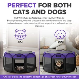 Ruff 'N Ruffus Portable Foldable Pet Playpen + Free Carrying Case + Free Travel Bowl | Available in 3 Sizes (Medium (29"x29"x17"))