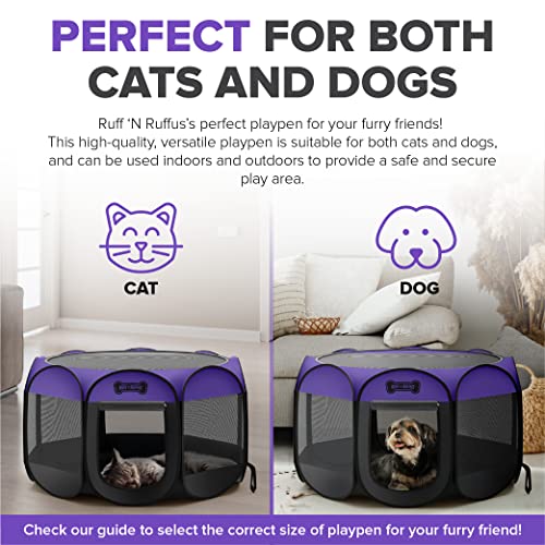 Ruff 'N Ruffus Portable Foldable Pet Playpen + Free Carrying Case + Free Travel Bowl | Available in 3 Sizes (Medium (29"x29"x17"))