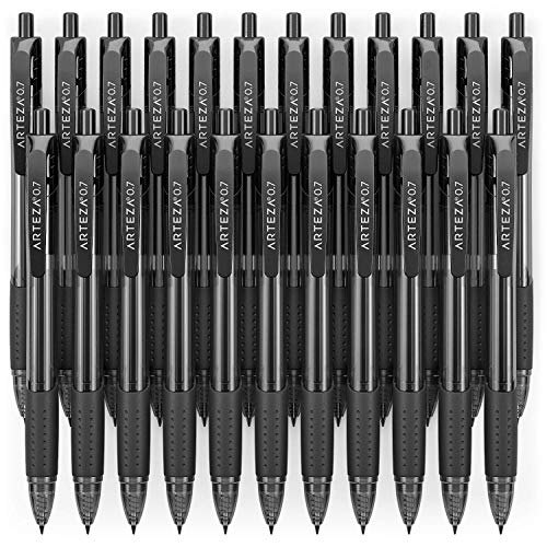 ARTEZA Retractable Gel Pens, Quick-Drying Black Ink, 0.7mm Medium Point, 24 Pack, Perfect for Smooth Writing, Note-Taking, College School Supplies, Business Supplies, Office Essentials, and Journaling