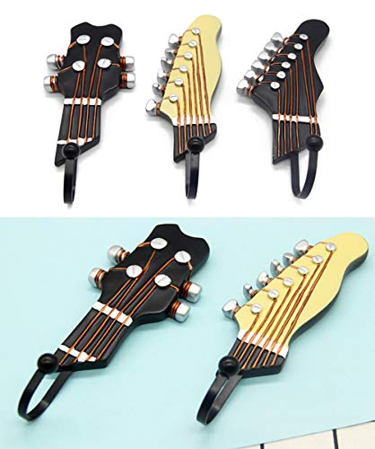 Goldblue Guitar Shaped Decorative Hooks Rack Hangers for Hanging Clothes Coats Towels Keys Hats Metal Resin Hooks Wall Mounted Heavy Duty