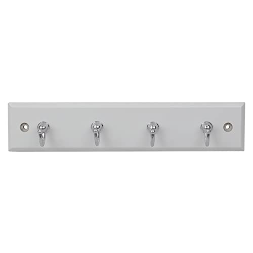 Home Basics 4 Hook Wall Mounted Key Holder Rack for Entryway, Kitchen, Bedroom – Organize Car Keys, House Keys, Small Accessories and Jewelry (White)