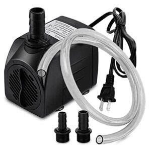 pulaco 400gph submersible water pump with 5 ft tubing, 25w durable fountain water pump for pond fountain, aquariums fish tank, statuary, hydroponics