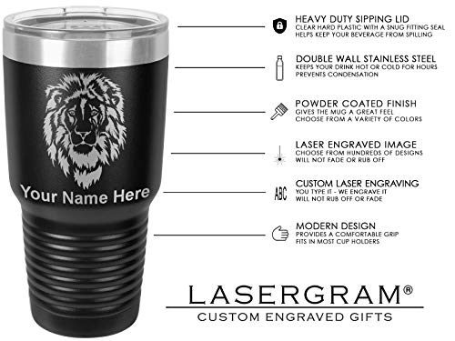 LaserGram 30oz Vacuum Insulated Tumbler Mug, Marijuana leaf, Personalized Engraving Included (Black)