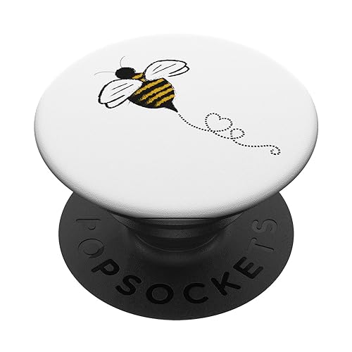 Bee Bumblebee Honey Heart Cute Bees Lover White Background PopSockets Standard PopGrip