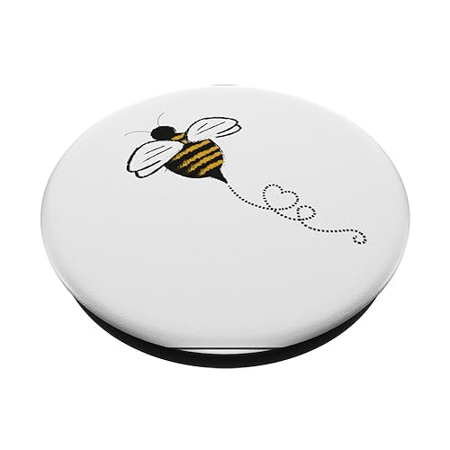 Bee Bumblebee Honey Heart Cute Bees Lover White Background PopSockets Standard PopGrip