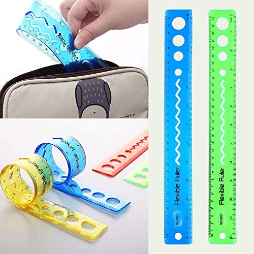 30cm/12inch Ruler US STANDARD Bendable Flexible Rubber Rulers Transparent Shutterproof Straigt Rulers, 12" Durable Flexi Folding Rulers School,Classroom,or Office Wood Work Kids/Adults(8PCS)