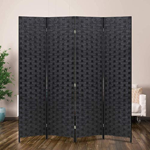 Room Divider, 4 Panel Room Dividers and Folding Privacy Screens 6FT Tall Wall Divider Wood Screens Dorm Partitions Freestanding Temporary Wall Room Furniture Separators- Black