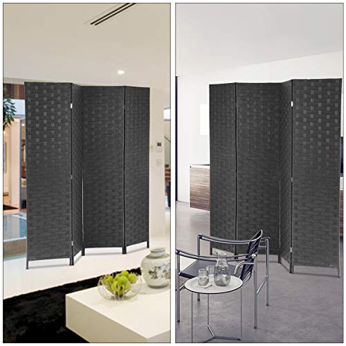 Room Divider, 4 Panel Room Dividers and Folding Privacy Screens 6FT Tall Wall Divider Wood Screens Dorm Partitions Freestanding Temporary Wall Room Furniture Separators- Black