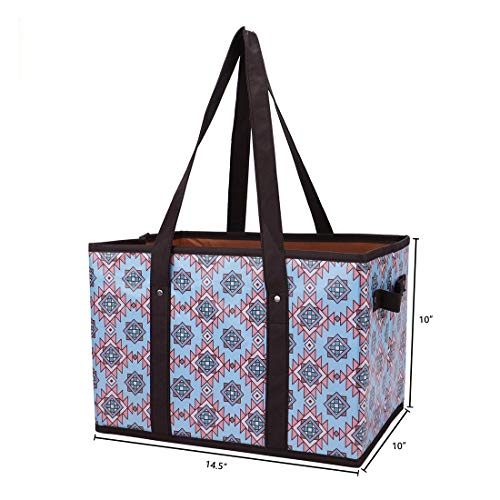 Foraineam Reusable Grocery Bags 3 Pattern Assorted Durable Heavy Duty Grocery Totes Bag Collapsible Grocery Shopping Box Bags with Reinforced Bottom