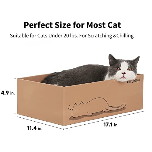 FUKUMARU Cat Scratcher, 5 PCS Ex-Large Cat Scratching Boards, Cat Scratching Box, 5 in 1 Large Cardboard Cat Scratcher for Large Medium and Small Cats, Lazy Cat