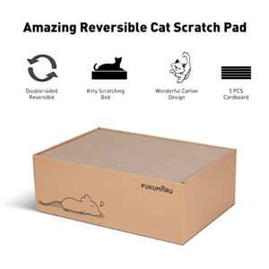 FUKUMARU Cat Scratcher, 5 PCS Ex-Large Cat Scratching Boards, Cat Scratching Box, 5 in 1 Large Cardboard Cat Scratcher for Large Medium and Small Cats, Lazy Cat