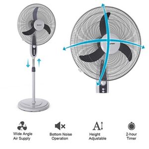 COSTWAY Pedestal Fan, 18-Inch Adjustable Height Standing Fan, 3-Speed Digital Control, Oscillating Fan with Timer for Home, Office