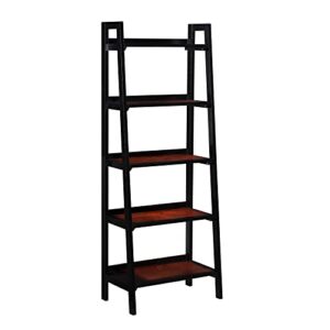 linon home décor crosby black cherry five shelf bookcase