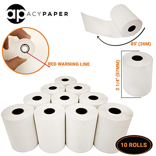 ACYPAPER, 2 1/4" x 85' Thermal Receipt Paper Rolls, Credit Card Paper, (10 Rolls)