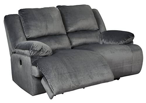 Signature Design by Ashley Clonmel Microfiber Extra Wide Power Reclining Adjustable Loveseat, Gray