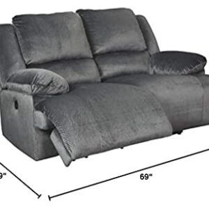 Signature Design by Ashley Clonmel Microfiber Extra Wide Power Reclining Adjustable Loveseat, Gray