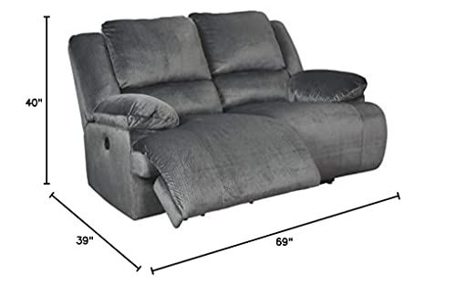 Signature Design by Ashley Clonmel Microfiber Extra Wide Power Reclining Adjustable Loveseat, Gray