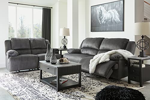 Signature Design by Ashley Clonmel Microfiber Extra Wide Power Reclining Adjustable Loveseat, Gray