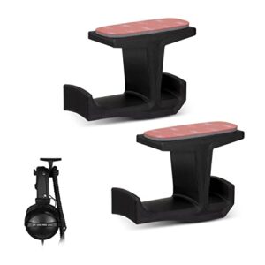 brainwavz bigj under desk headphone stand (2 pack) hanger holder mount for headphones, gaming headsets, mobiles accessories, stick on, no screws (black)