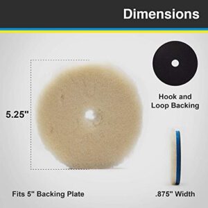 Lake Country Low-Lint Wool Pad, 1/2" Prewashed Knitted Lambswool with 3/8-" Foam with Interface, 5.25"