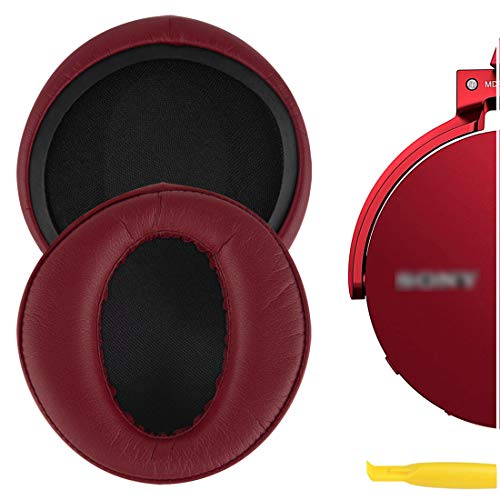 Geekria QuickFit Replacement Ear Pads for Sony MDR-XB950BT MDR-XB950B1 MDR-XB950/H Headphones Ear Cushions, Headset Earpads, Ear Cups Cover Repair Parts (Dark Red)