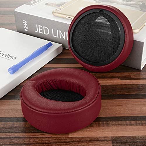 Geekria QuickFit Replacement Ear Pads for Sony MDR-XB950BT MDR-XB950B1 MDR-XB950/H Headphones Ear Cushions, Headset Earpads, Ear Cups Cover Repair Parts (Dark Red)