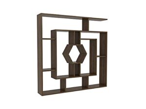 decorotika - tamara geometric bookcase modern bookshelf shelving unit cubic bookcase (walnut)