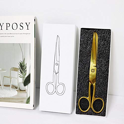 Gold Scissors 7 Inches Professional Multi-Purpose Stainless Steel Scissors Heavy Duty Straight Recycled Scissors for Cutting Leather Arts Fabric Crafts Scissors