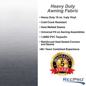 RecPro RV Awning Fabric Replacement 20 Foot Camper Awning | Gray | Width Size Options | 8' (96") Length RV Awning | Heat-Sealed | 3 Year Warranty (20 Feet, Actual 19' 1")