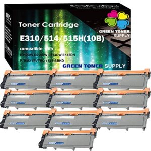 (10 x black) compatible e310 e515 593-bbkd toner cartridge for use in (pvthg) dell e310dw e514dw e515dw e515dn printer