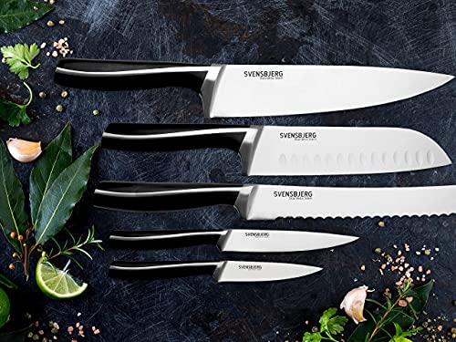 Svensbjerg Modern Chef Kitchen Knife Set without Block, Chef Knife Set Knives Kitchen Set, Knife set for Kitchen, Stainless Steel, Sharp, German Brand | SB-KS301