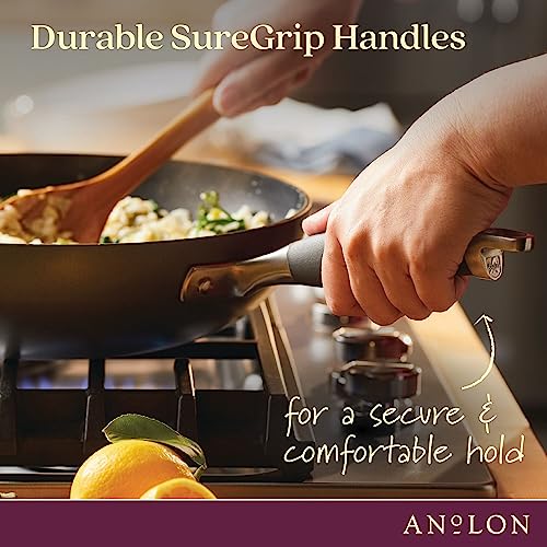 Anolon Advanced Home Hard-Anodized Nonstick Skillets (2 Piece Set- 10.25-Inch & 12.75-Inch, Moonstone)