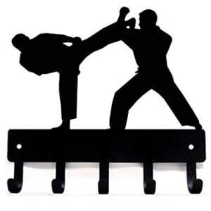 The Metal Peddler Karate Sparring Sport - Wall Key Holder - Small 6 inch Wide - Made in USA; Storage Hooks for Home or Office