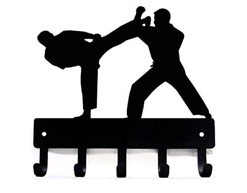 The Metal Peddler Karate Sparring Sport - Wall Key Holder - Small 6 inch Wide - Made in USA; Storage Hooks for Home or Office