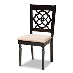 Baxton Studio Renaud Modern and Contemporary Sand Fabric Upholstered Espresso Brown Finished Wood Dining Chair