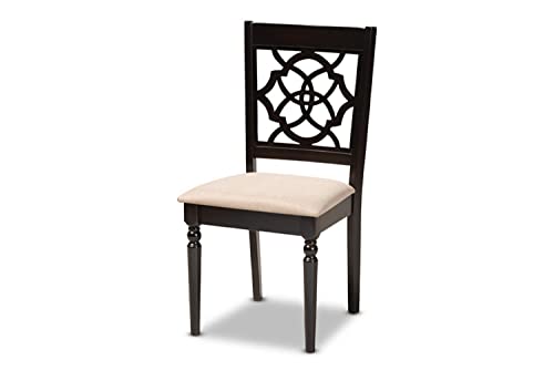 Baxton Studio Renaud Modern and Contemporary Sand Fabric Upholstered Espresso Brown Finished Wood Dining Chair